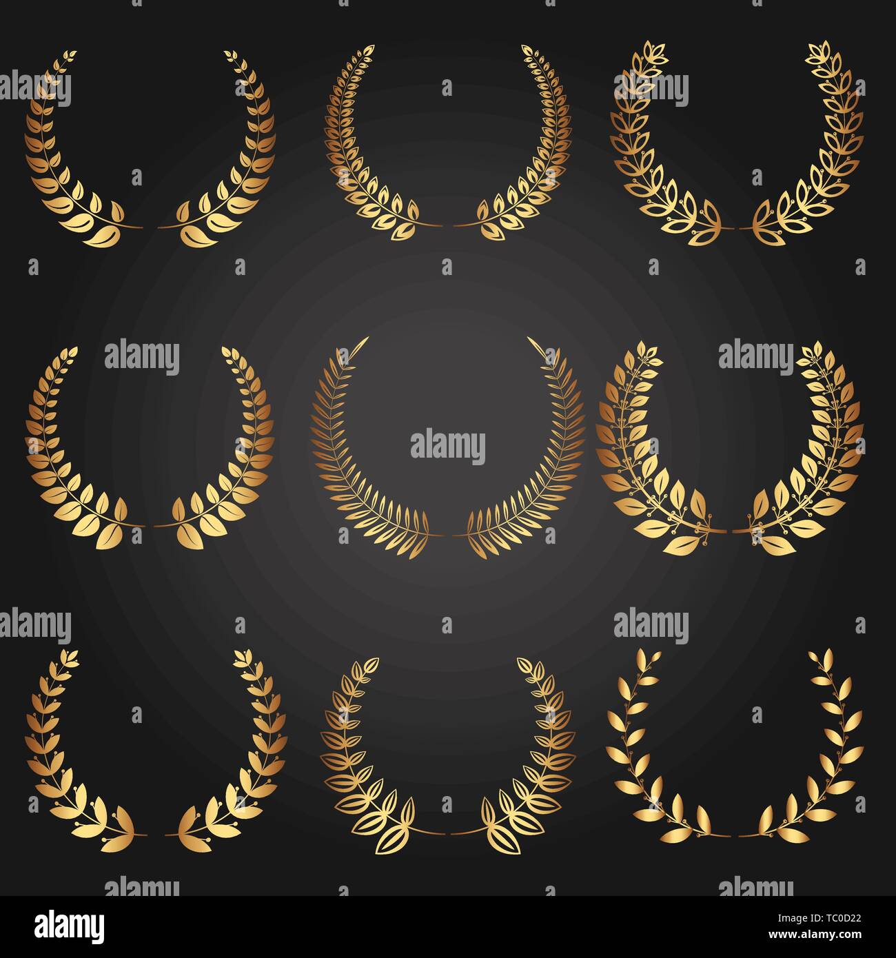 Set of various vector golden laurel wreaths Stock Vector Image & Art ...