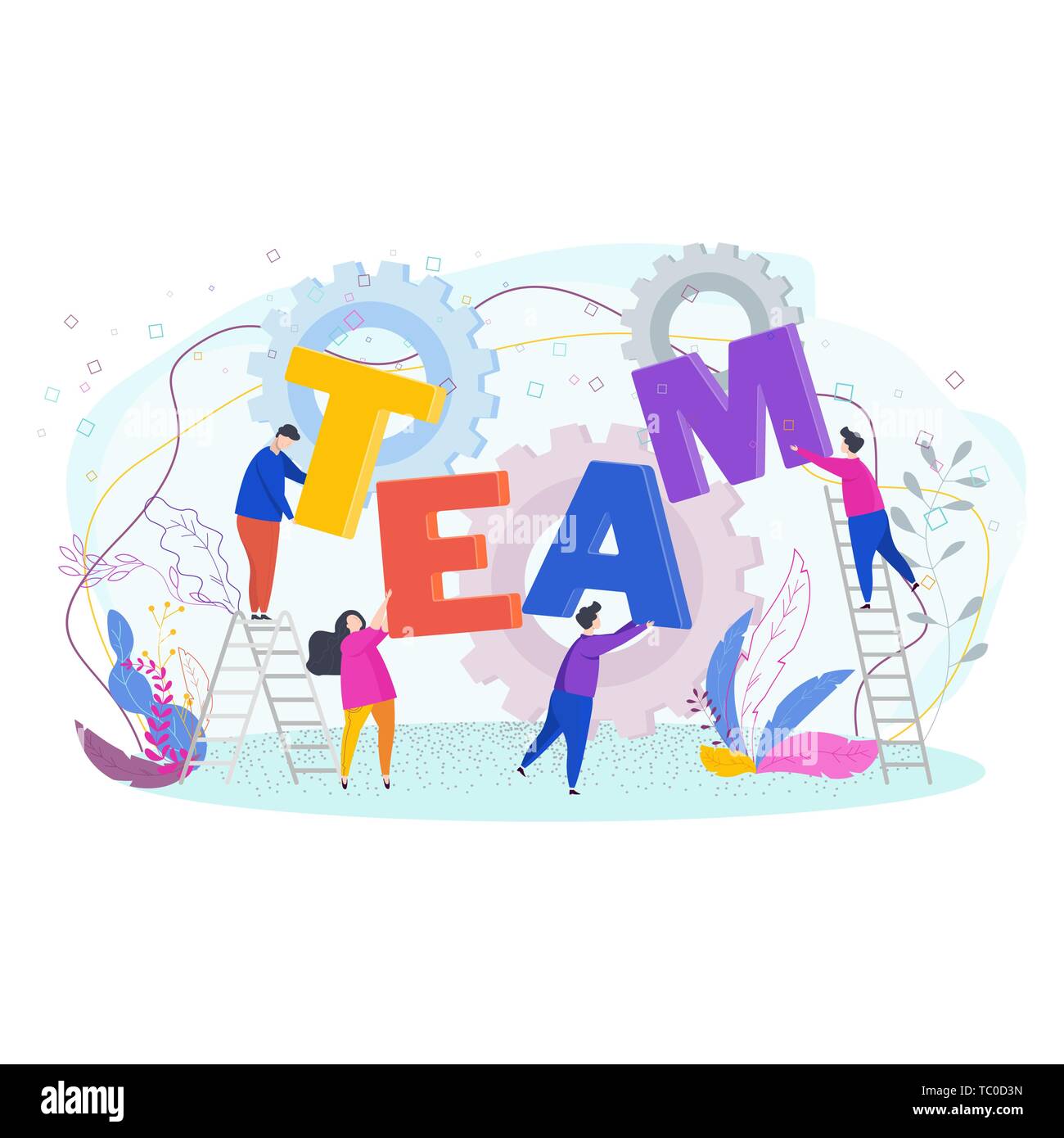 Tiny people stack up the word team Stock Vector Image & Art - Alamy