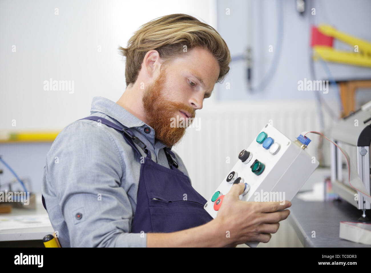 operator monitors control panel of production line Stock Photo - Alamy