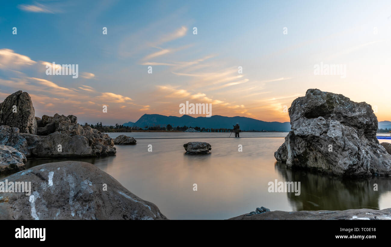 The sunset of Daguan Tower, Kunming, Yunnan Stock Photo - Alamy