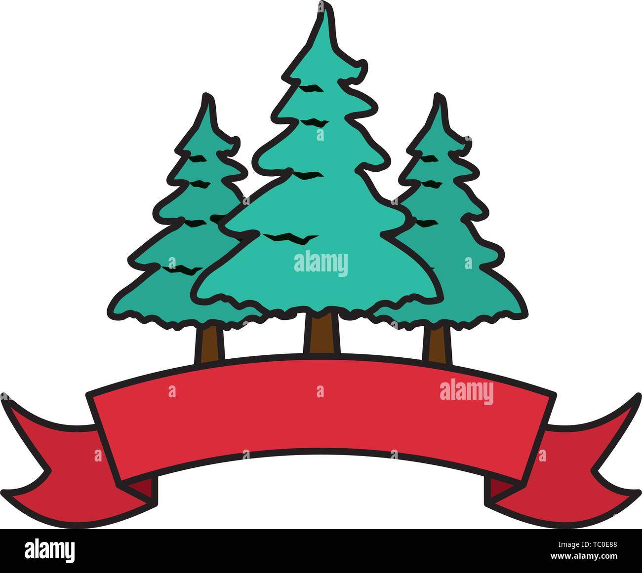 pine trees forest ribbon vector illustration Stock Vector Image & Art ...