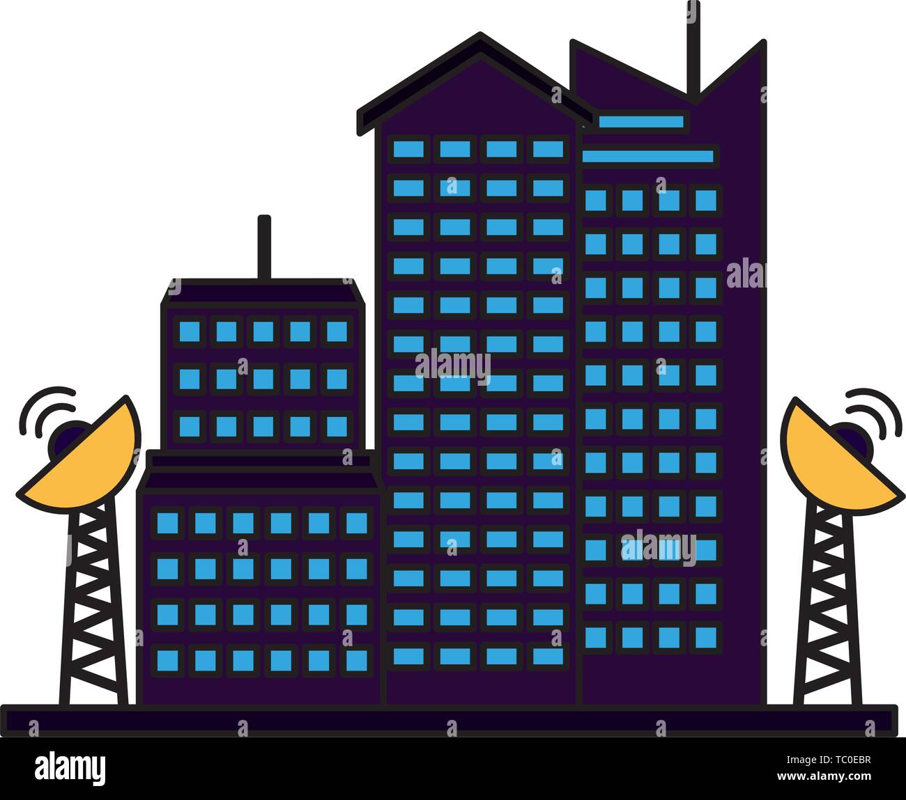 smart city buldings antenna communication Stock Vector Image & Art - Alamy