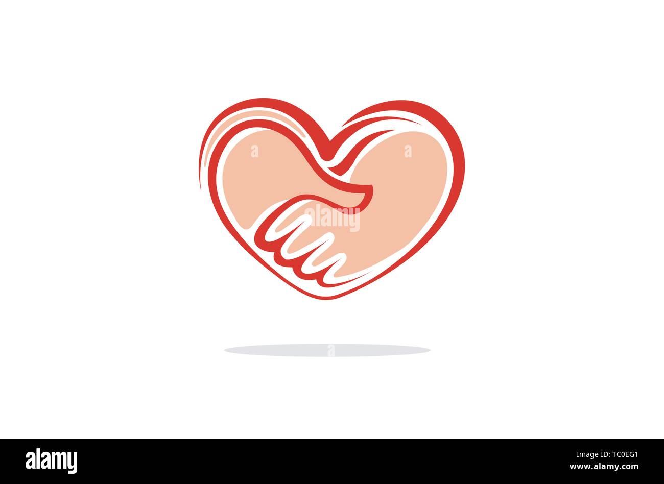 Heart Handshake Logo Symbol Design Illustration Stock Vector Image ...