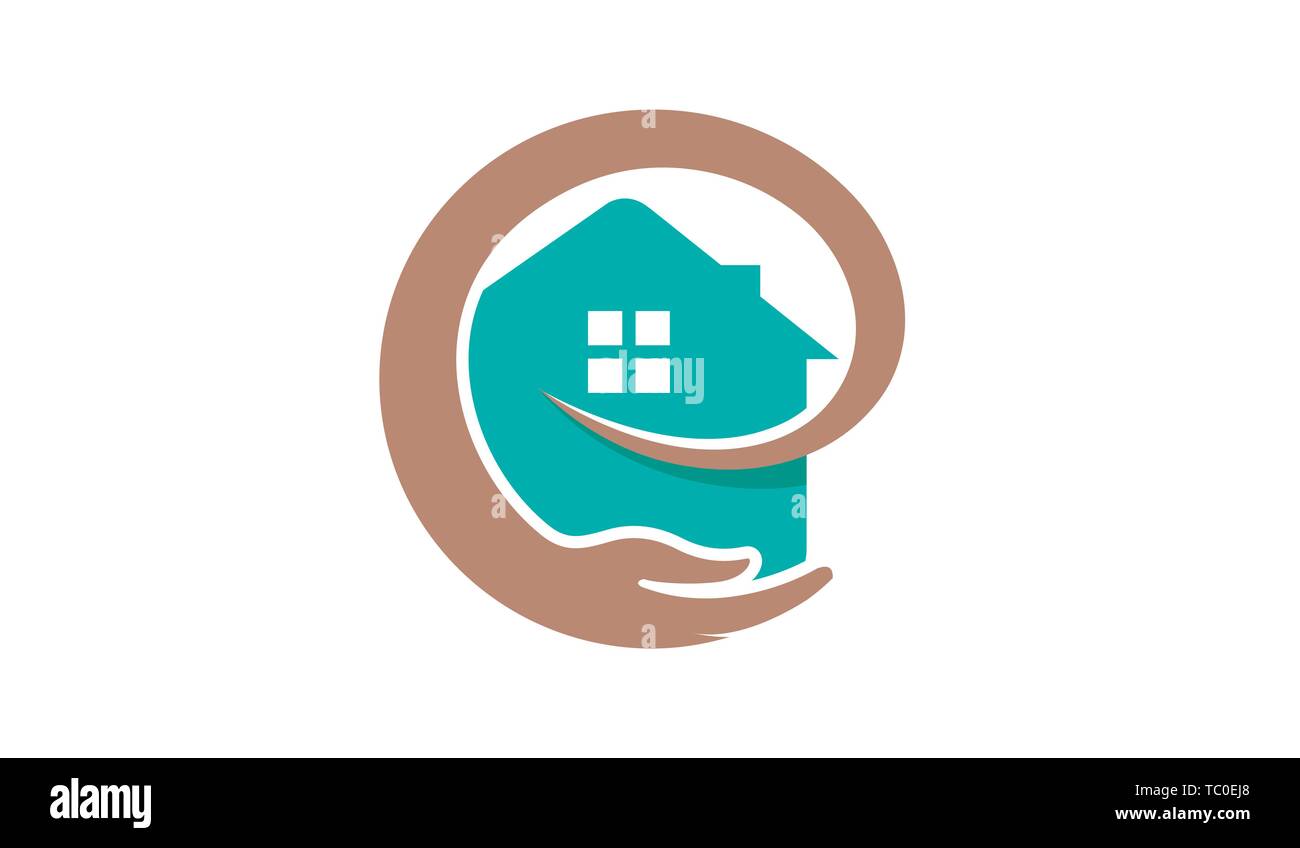 Creative Household Hand Caring Logo Design Illustration Stock Vector ...