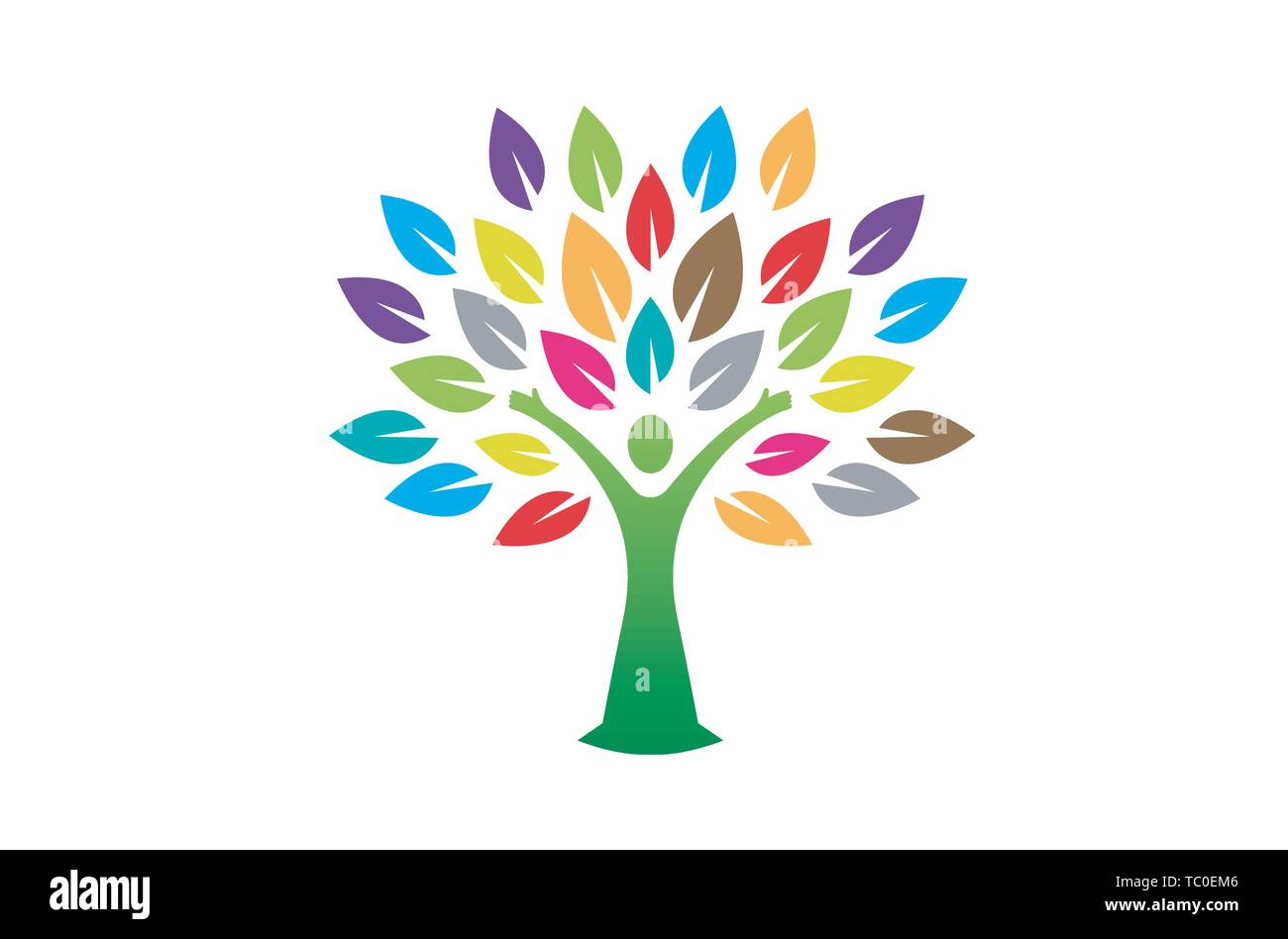 Creative Woman Body Tree Logo Design Illustration Stock Vector Image ...