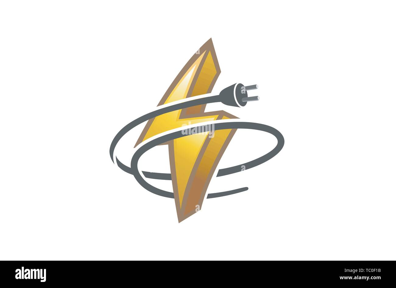 Electricity Flash Cable Plug Symbol Logo Design Illustration Stock ...