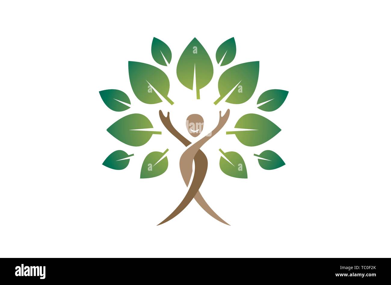 Creative People Tree Body Happy Logo Design Illustration Stock Vector ...