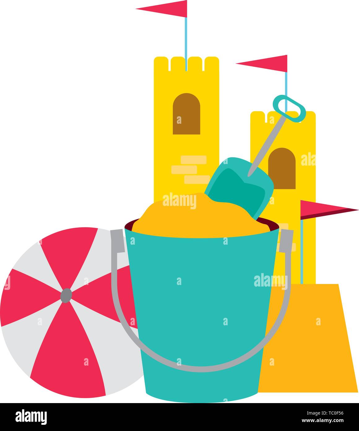 beach bucket shovel castle and ball Stock Vector Image & Art - Alamy