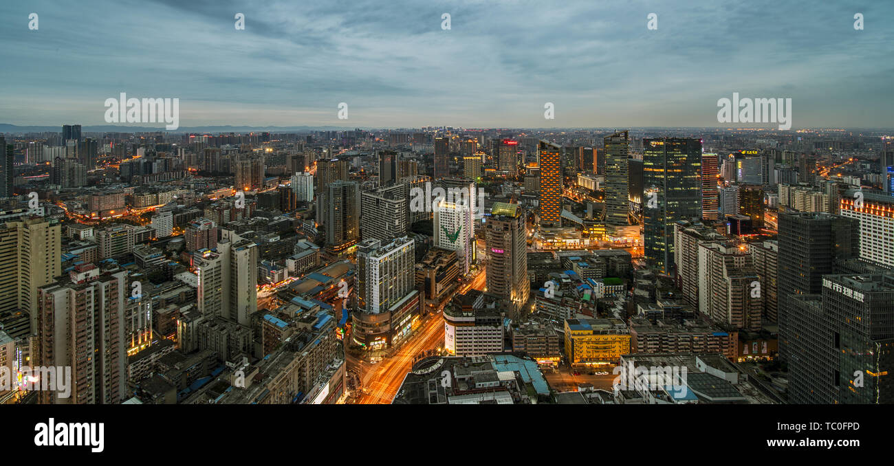 Chengdu city skyline night view Stock Photo - Alamy