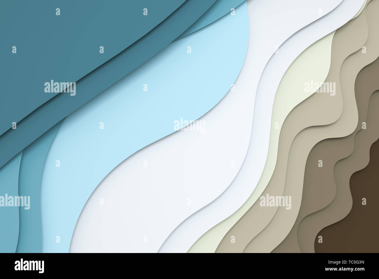 Three-dimensional rendering, curved cardboard light color background ...