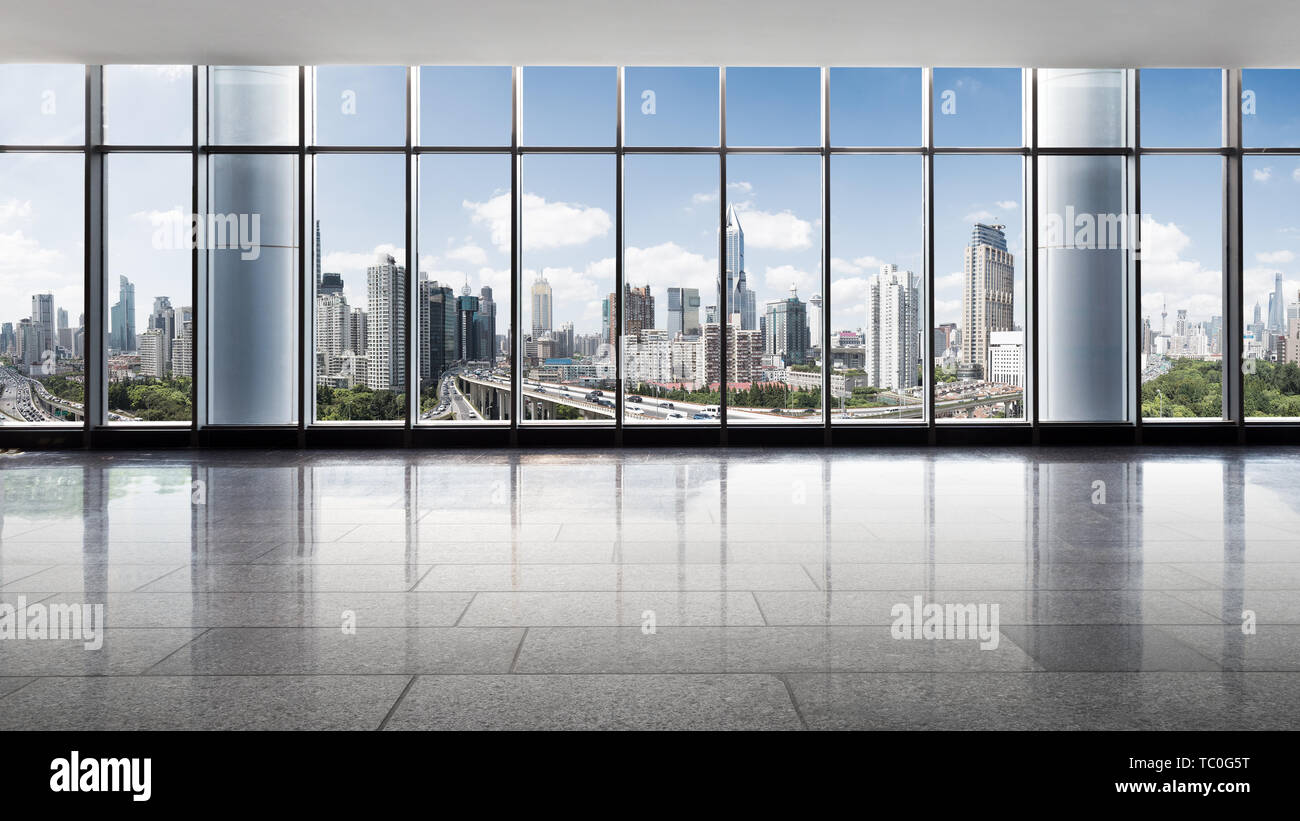 cityscape and skyline of shanghai from glass window Stock Photo - Alamy