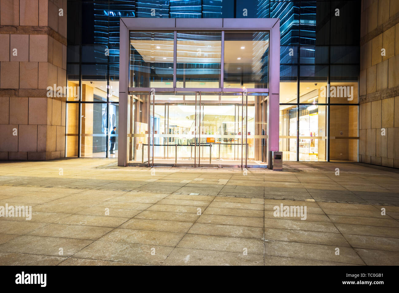 empty brick floor and moodern building in hangzhou Stock Photo - Alamy