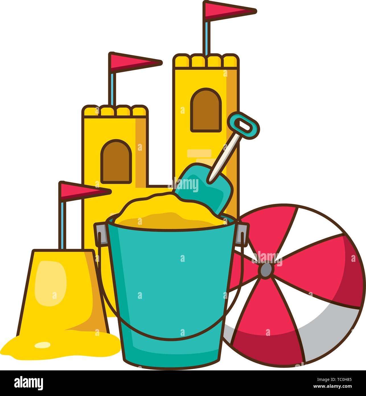 beach bucket shovel castle and ball Stock Vector Image & Art - Alamy