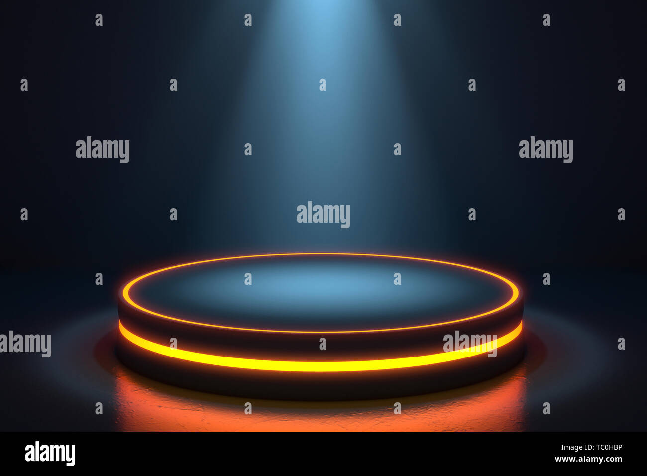 Futuristic interior with empty stage. Modern Future background ...