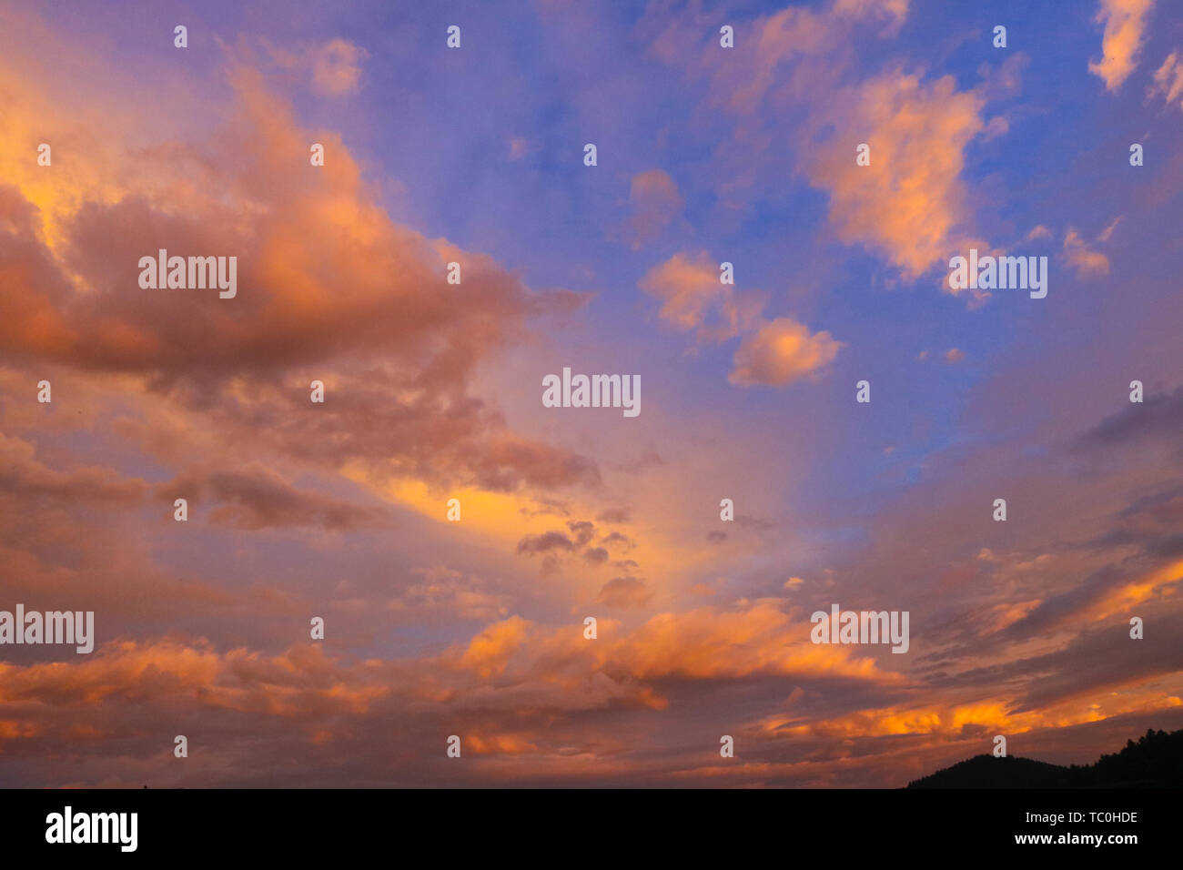 Sunset. No one left the sun at night. Dawn in the evening and the sky ...