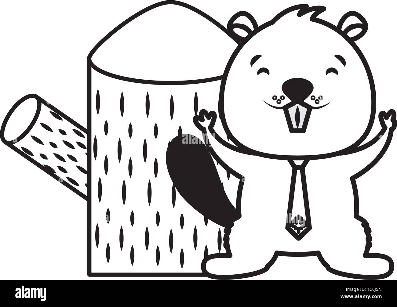 beaver and tree stump on white background Stock Vector Image & Art - Alamy