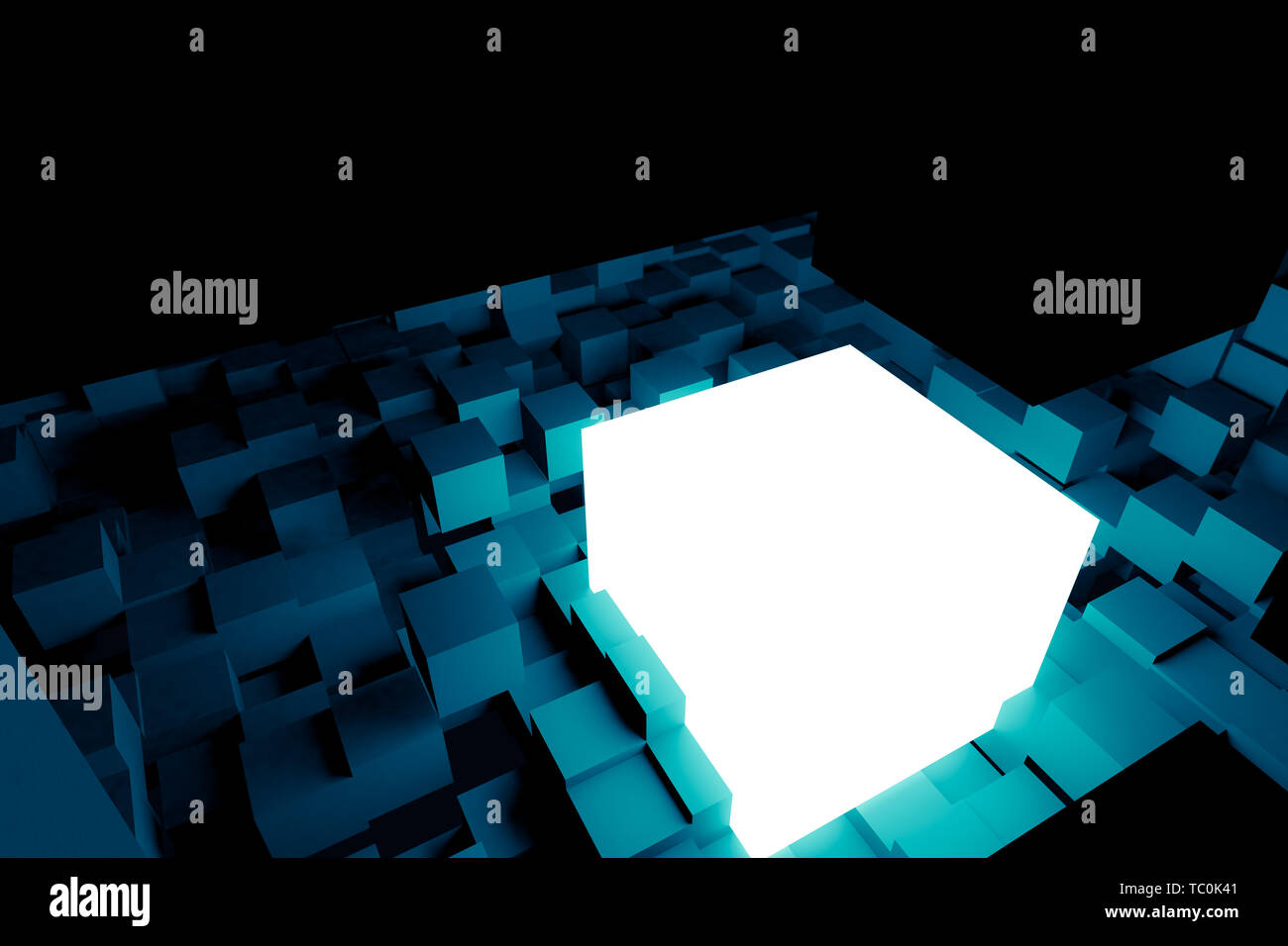 Blue Tech Sense Cube Model Stock Photo - Alamy