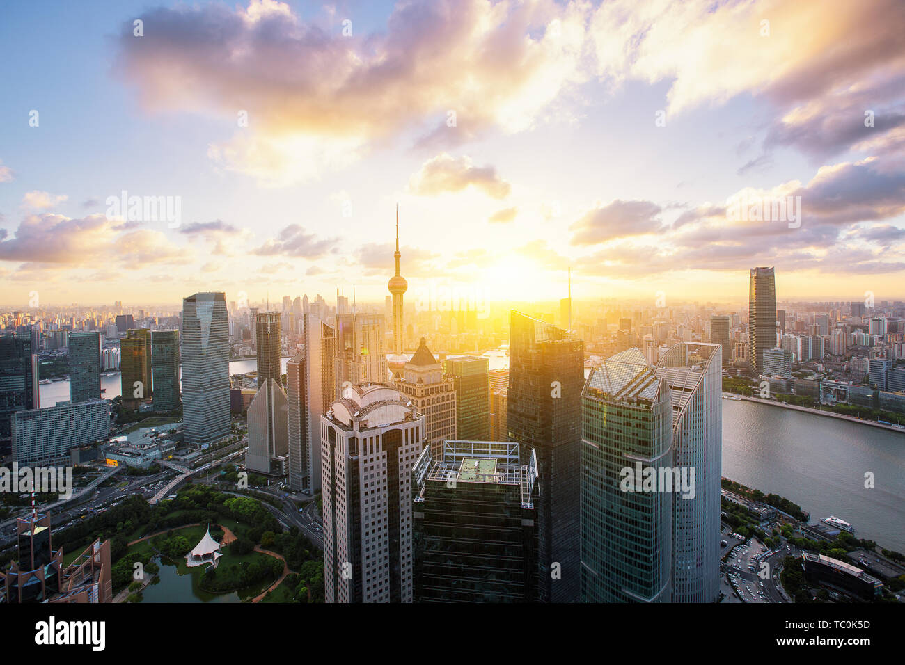 Shanghai city scenery at golden moment Stock Photo - Alamy