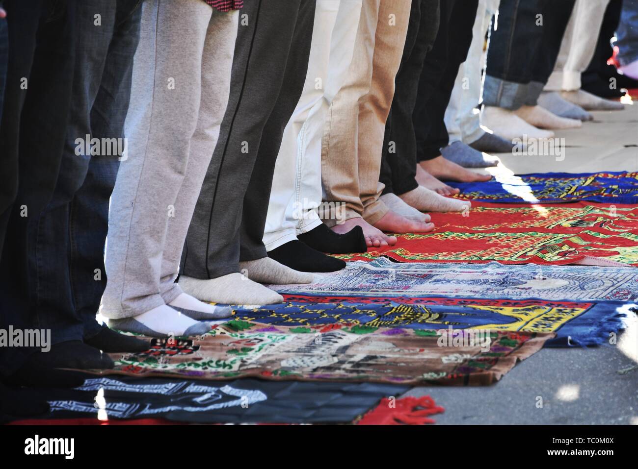June 4, 2019. - Russia, Moscow. - Muslims pray during Eid al-Fitr, a ...