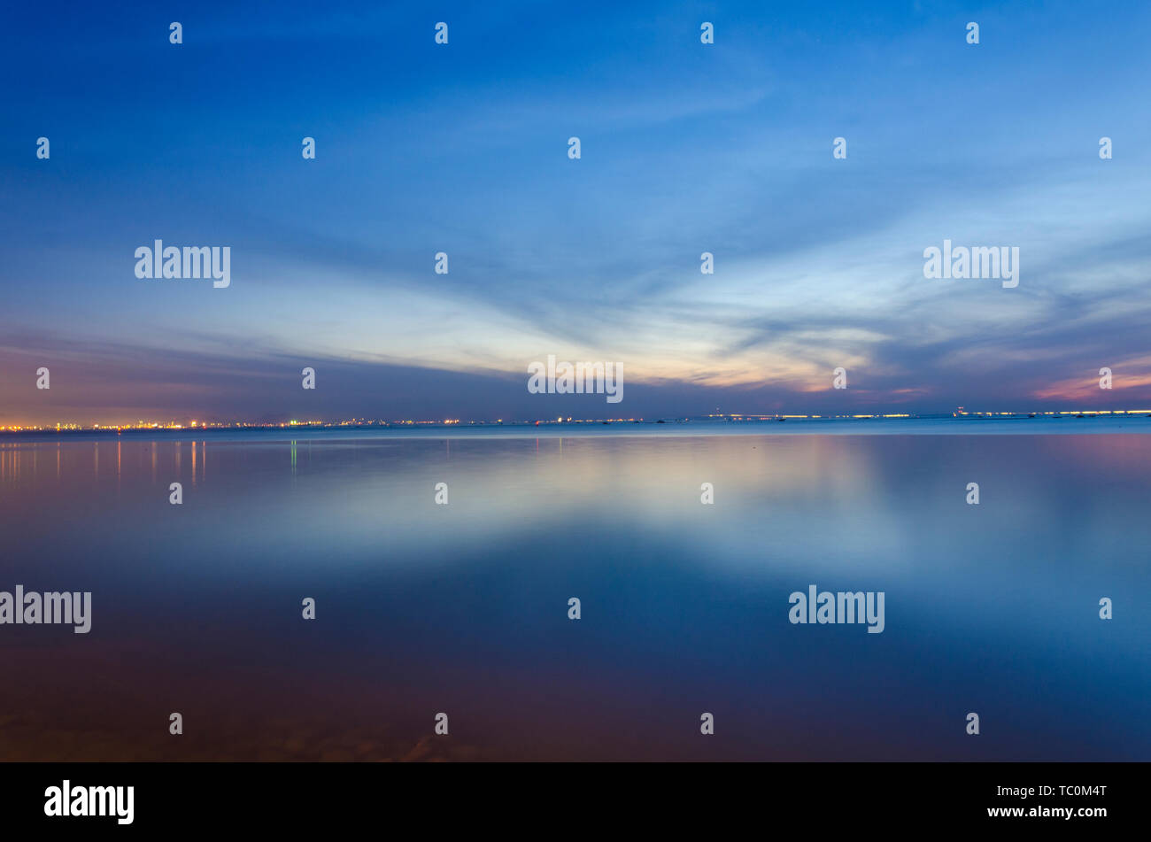 Night view, calm sea Stock Photo - Alamy