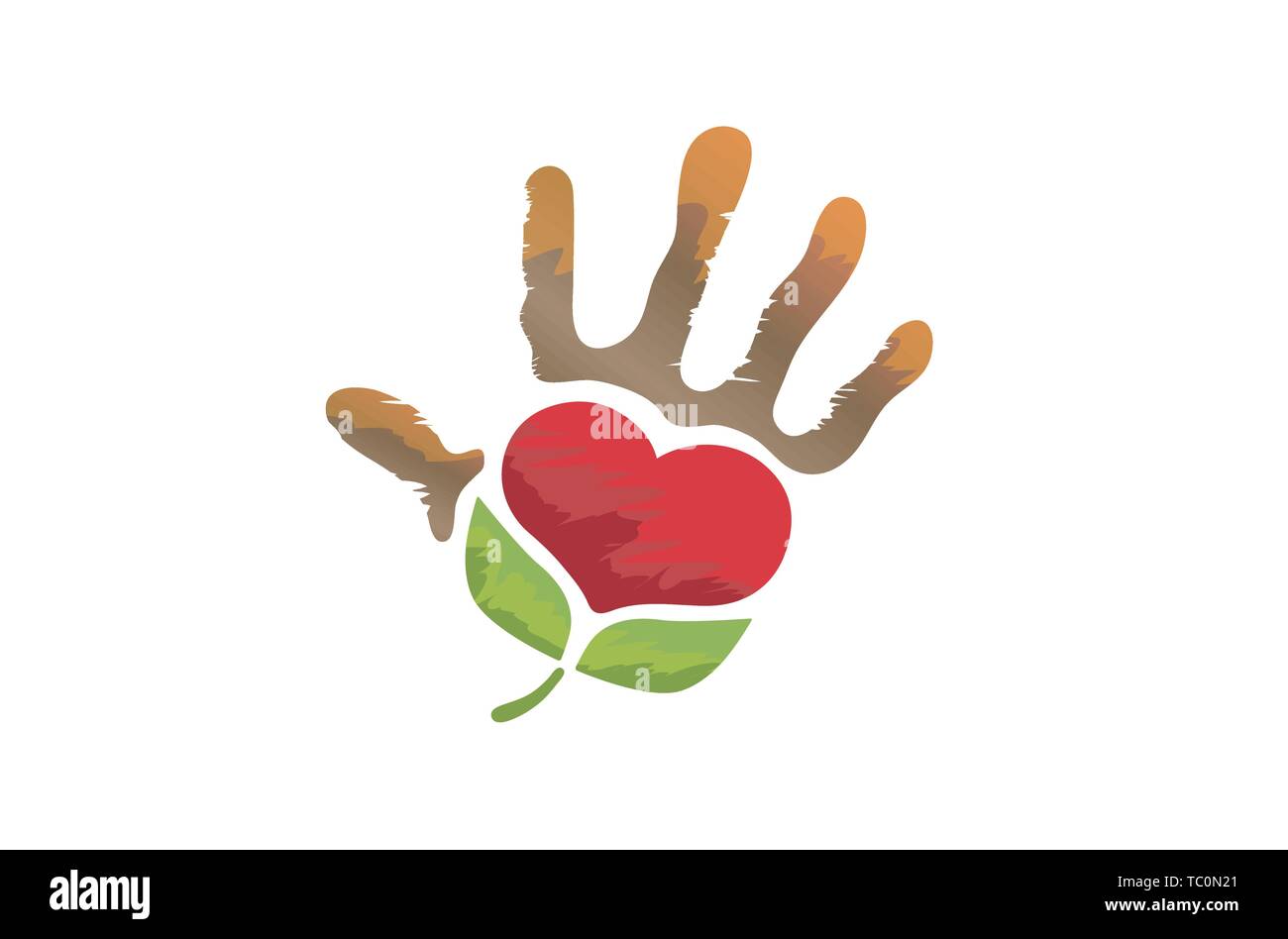 Creative Unique Hand With Symbolic Green Heart Inside Logo Vector ...
