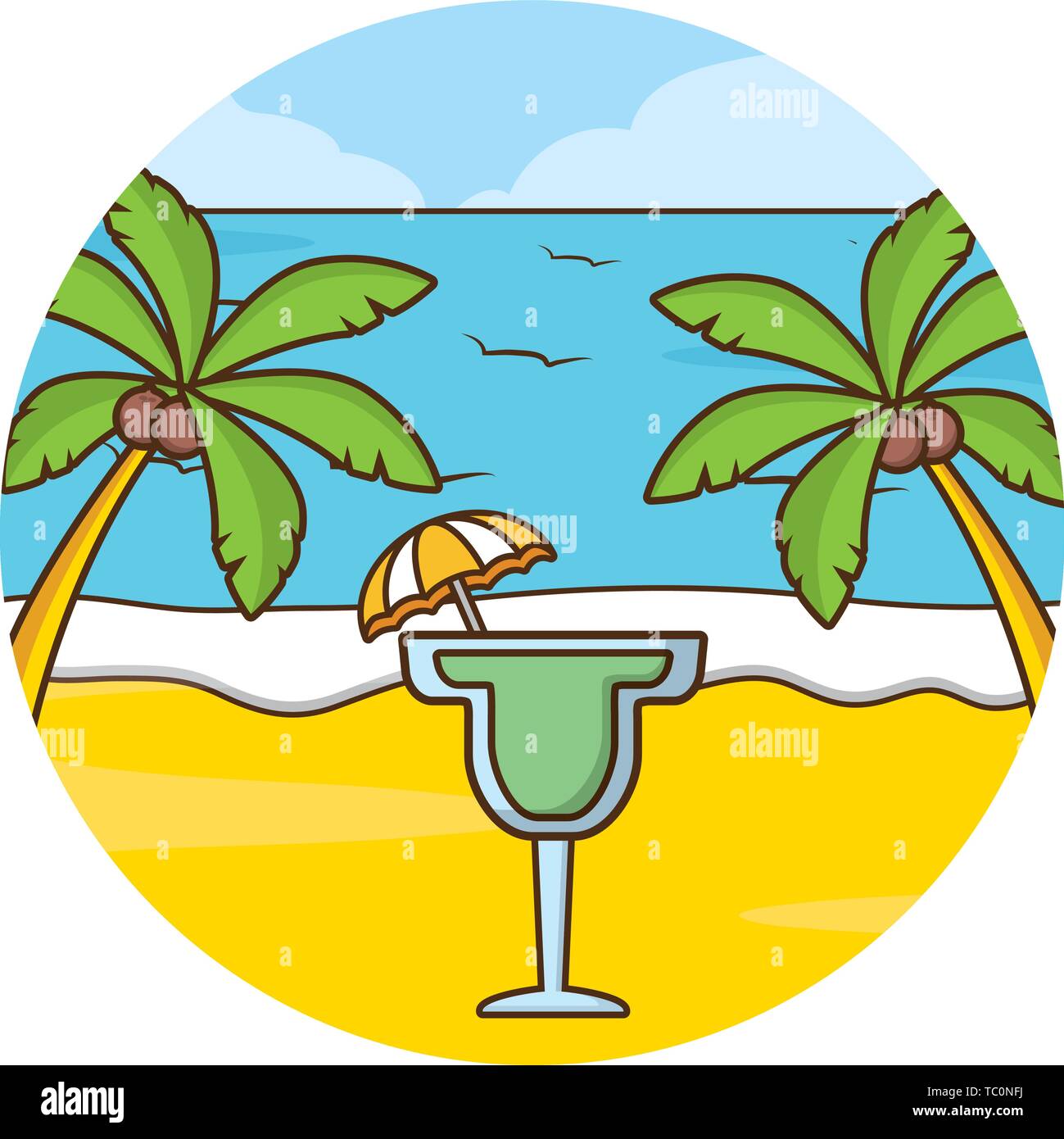 vacations beach palm sea cocktail Stock Vector Image & Art - Alamy
