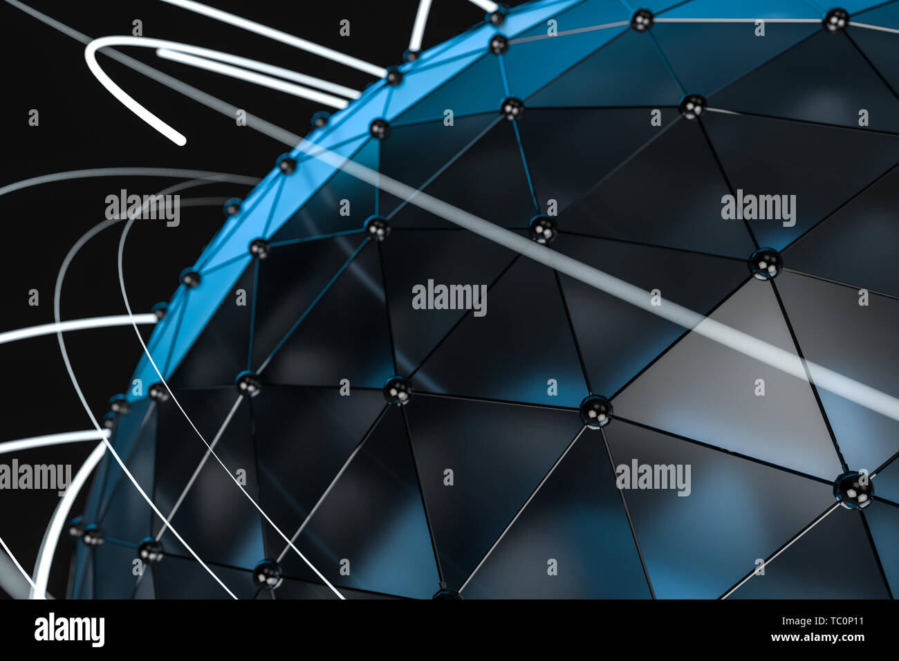Three-dimensional rendering, sphere lines and nodes Stock Photo - Alamy