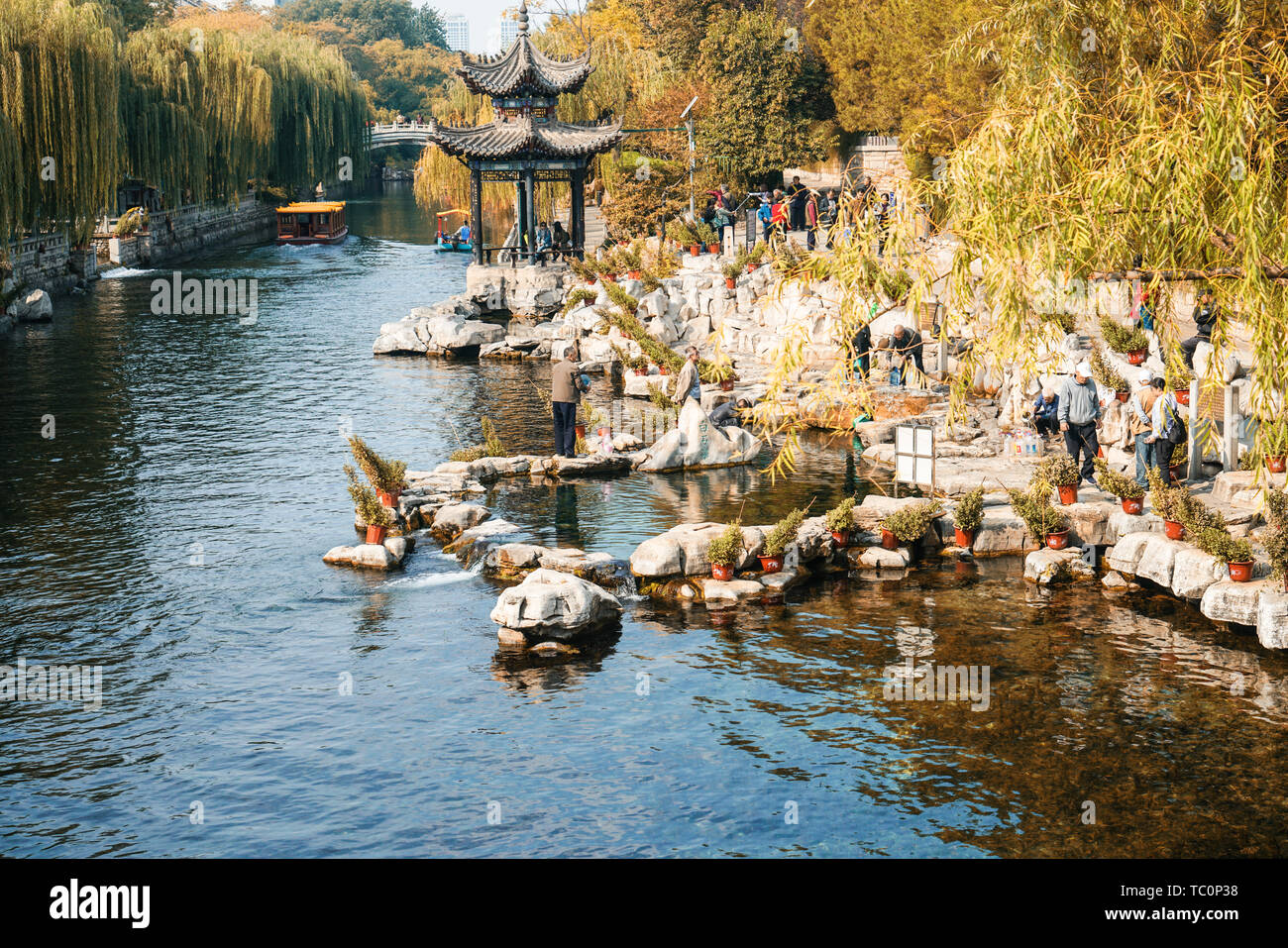 Scenery of Black Tiger Spring Moat Park in Jinan, Shandong Province ...