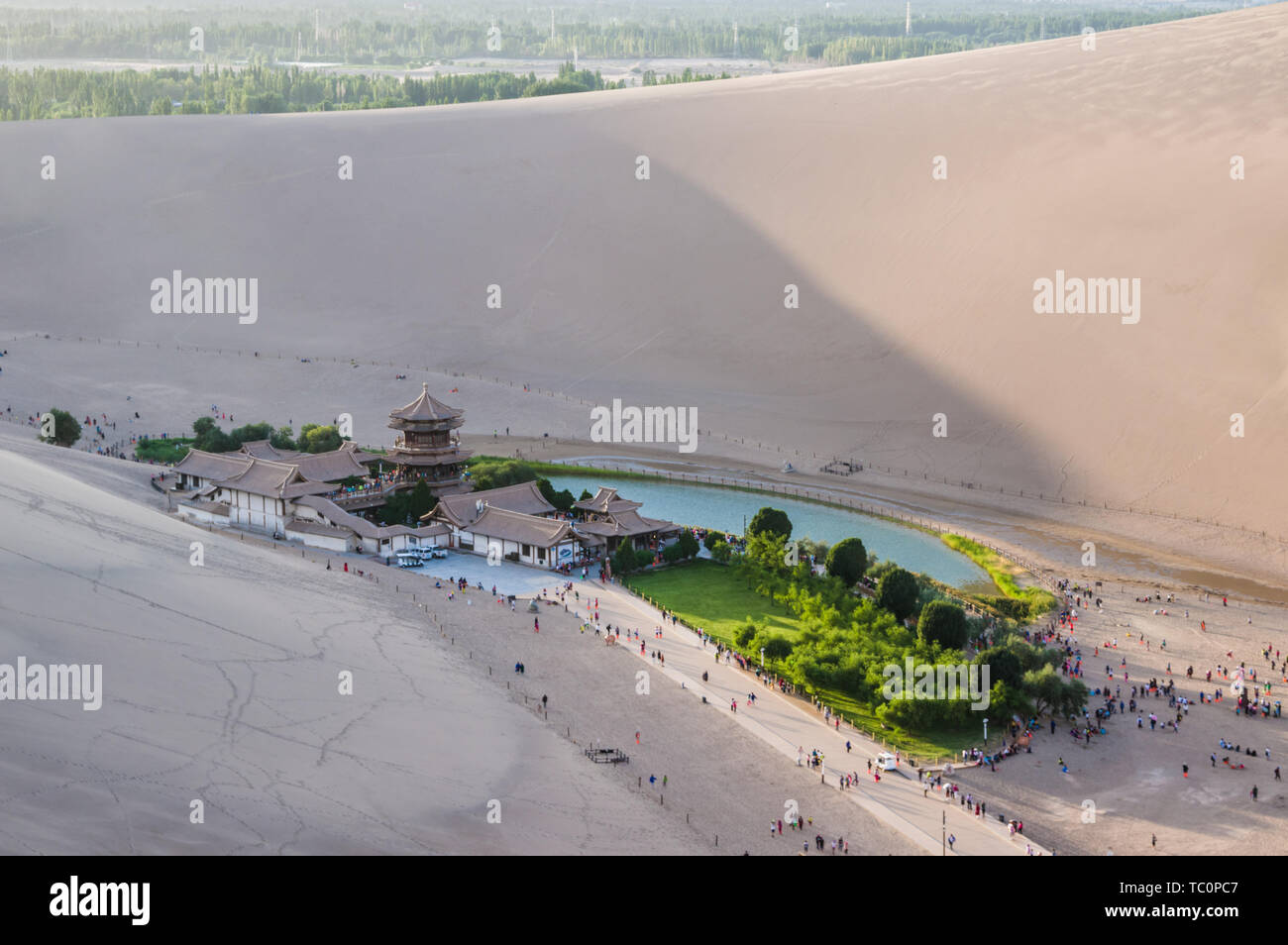 Crescent Spring in Mingsha Mountain, Dunhuang, Gansu Province, ancient ...
