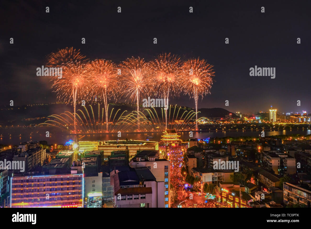 Fireworks in Orange Island, Changsha Stock Photo - Alamy