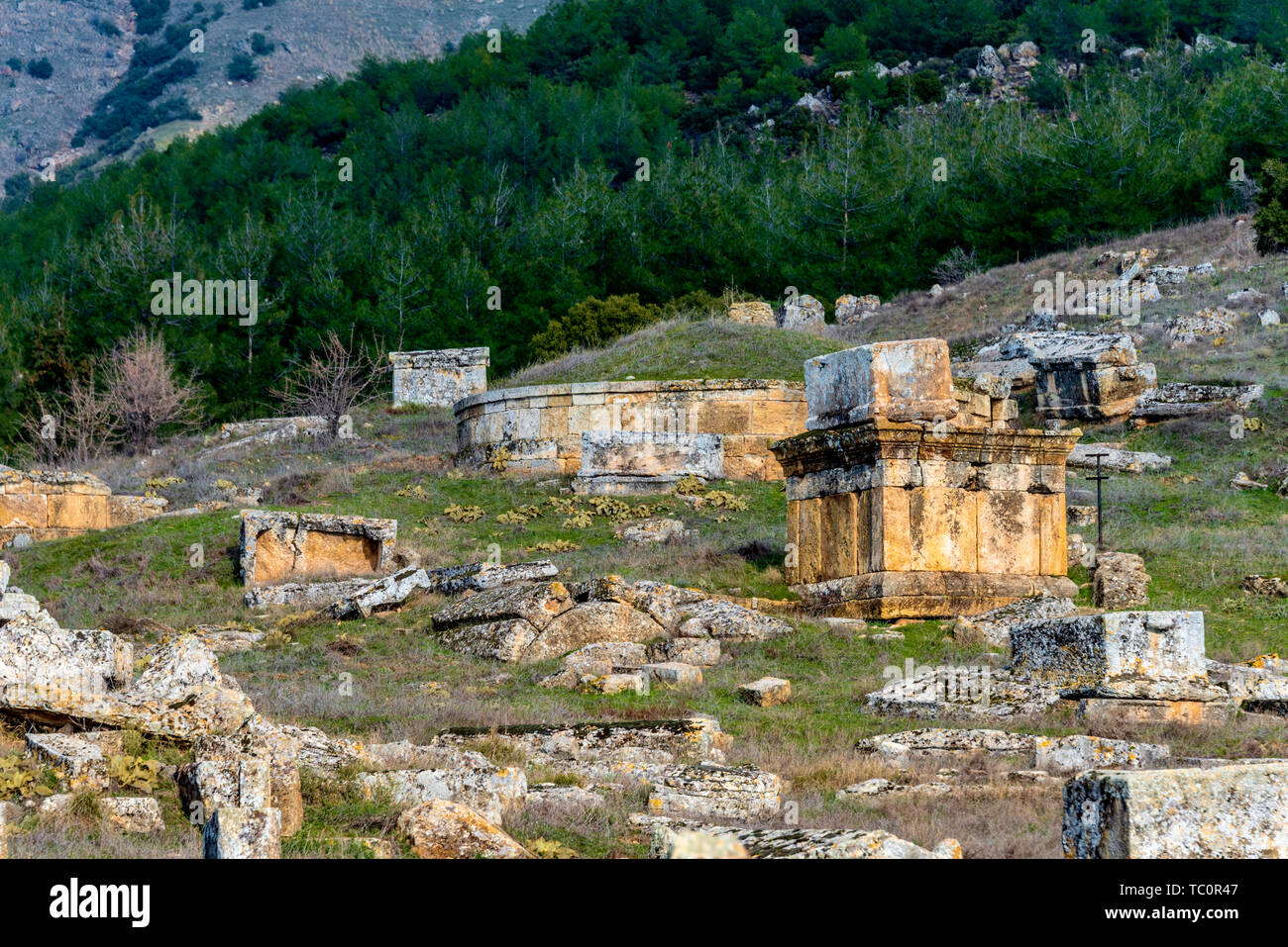 Remains of the ancient city of Hila Boris, Cotton Fort, Turkey Stock ...