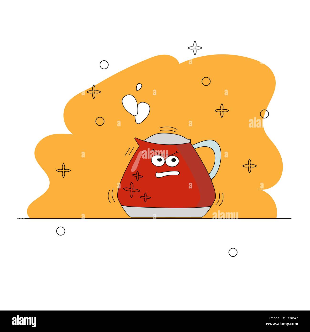 Cartoon kitchen appliances. Funny character teapot. Geometric figures ...