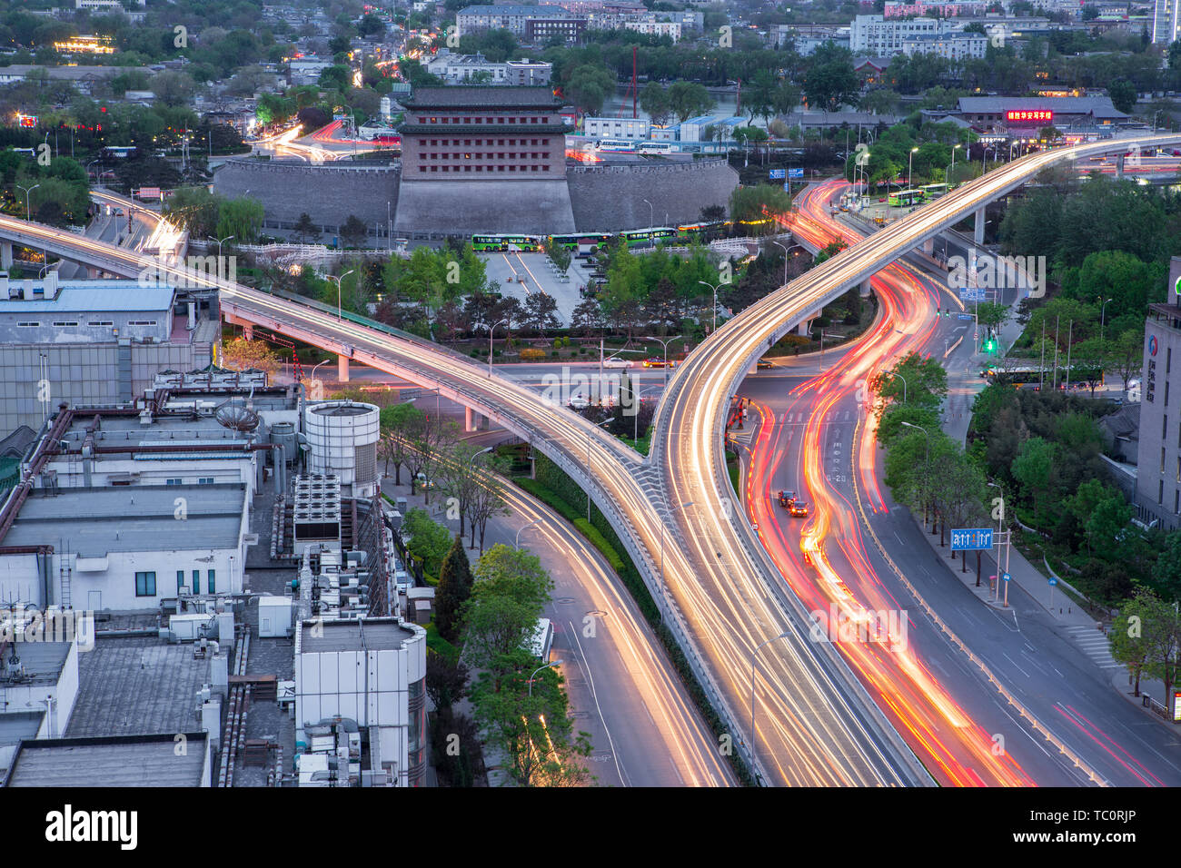 Night view of Desheng Gate Stock Photo - Alamy