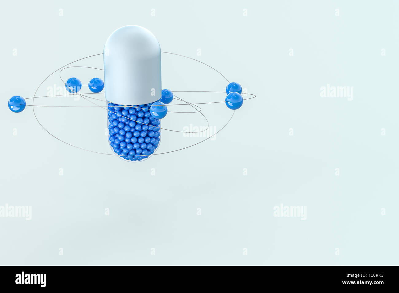 Blue granular capsule, 3-D rendering Stock Photo - Alamy