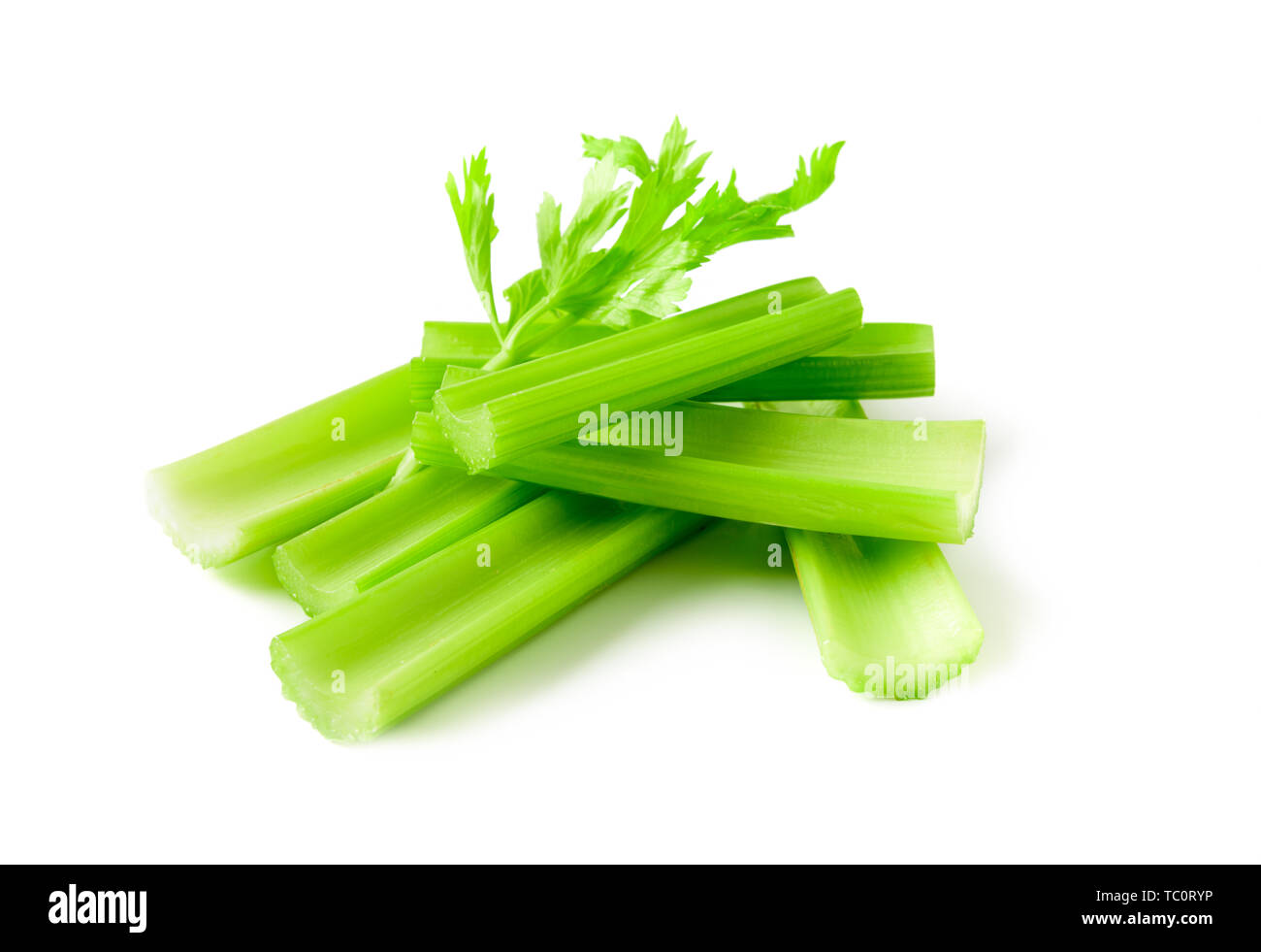 Fresh sliced green celery isolated on white background, Healthy ...