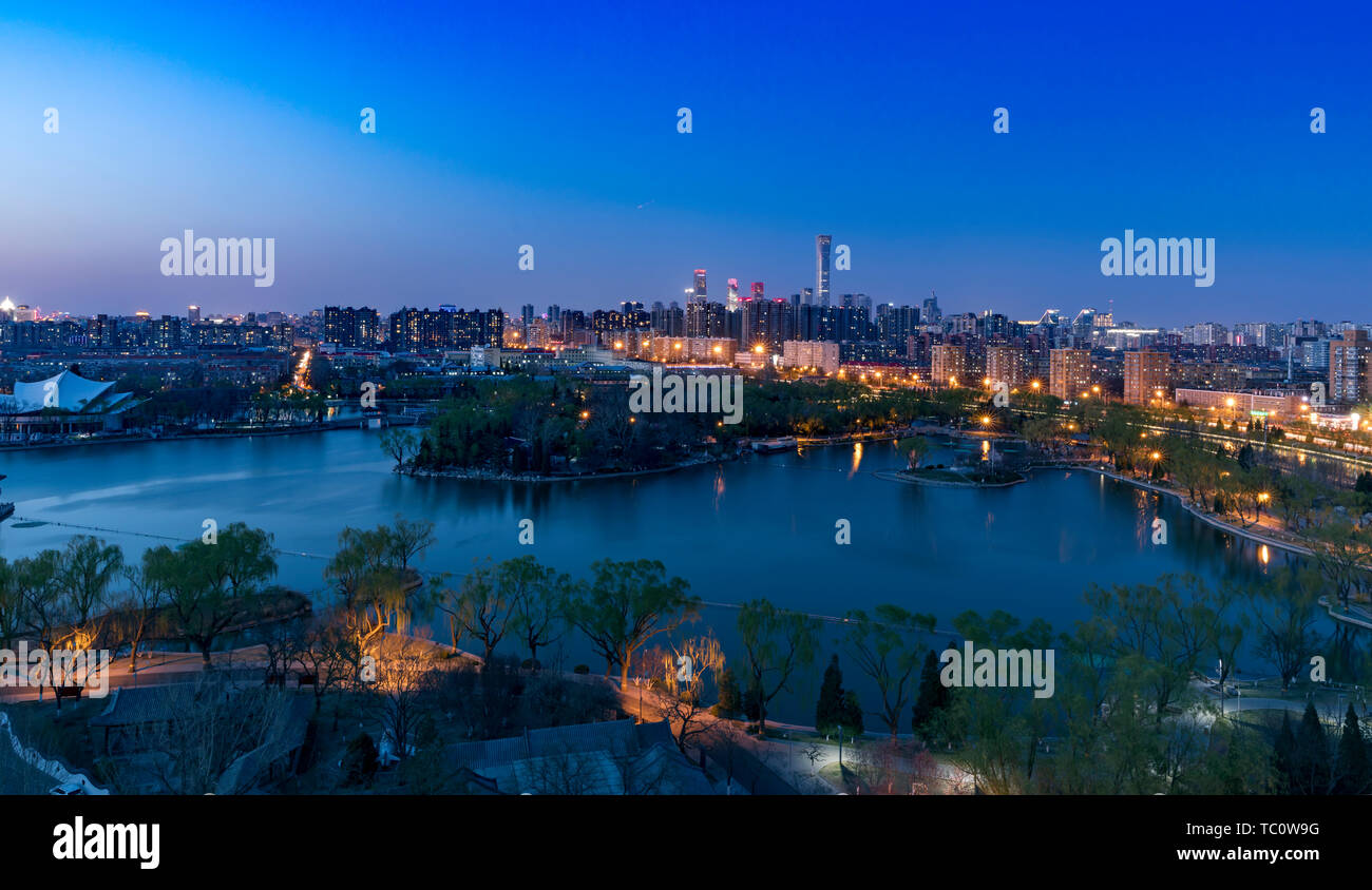 Night view of Longtan Lake Park, Beijing, China Stock Photo - Alamy