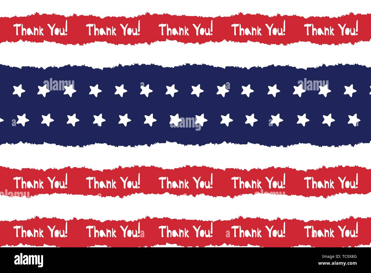 Festive Thank you poster in national colors USA red white blue. Strips ...