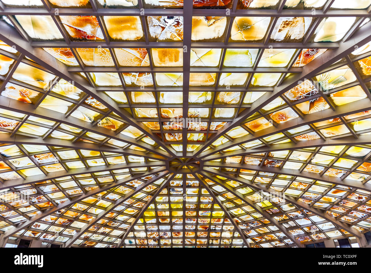 Modern stained glass roof close-up Stock Photo - Alamy