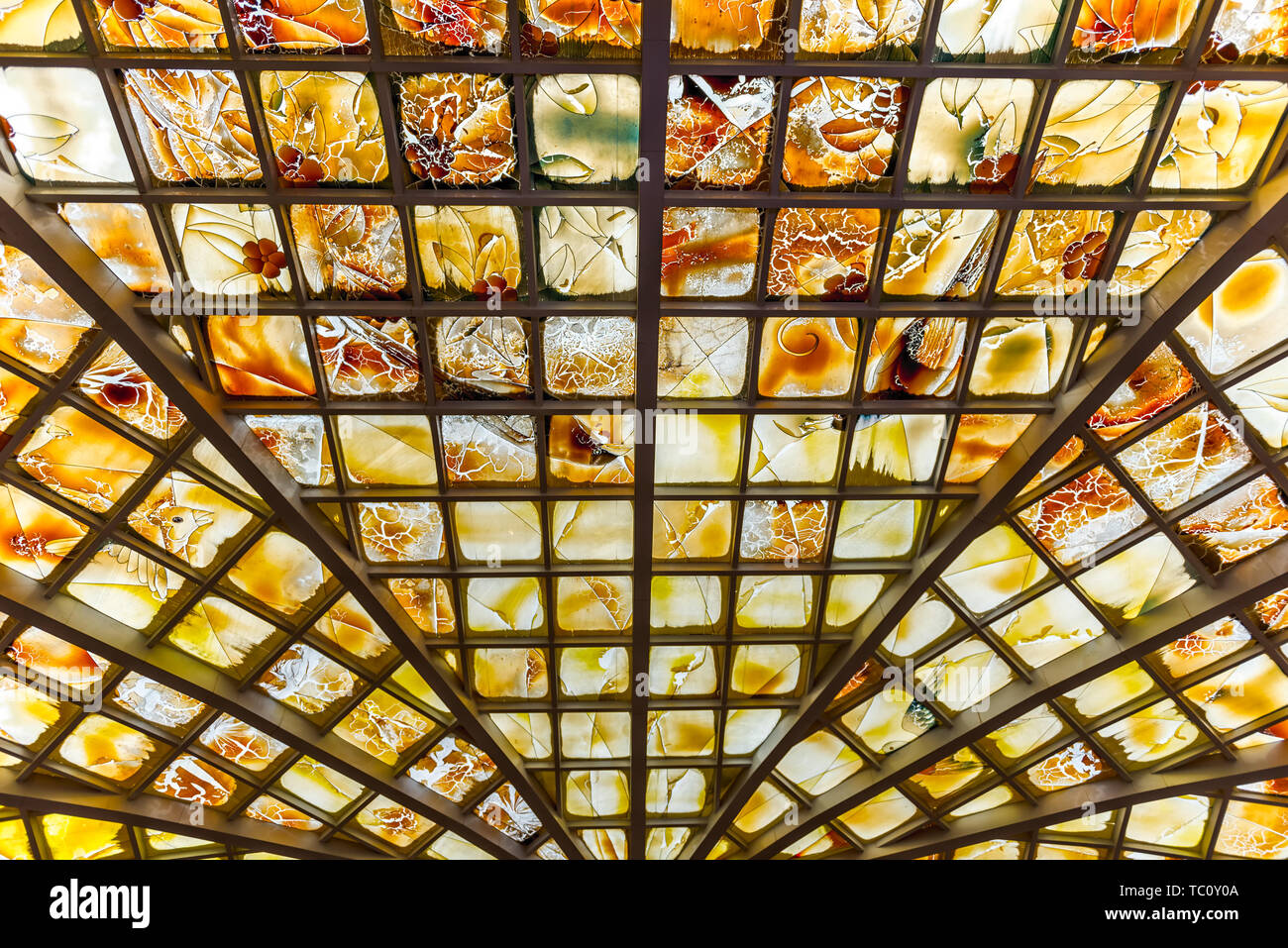 Modern stained glass roof close-up Stock Photo - Alamy