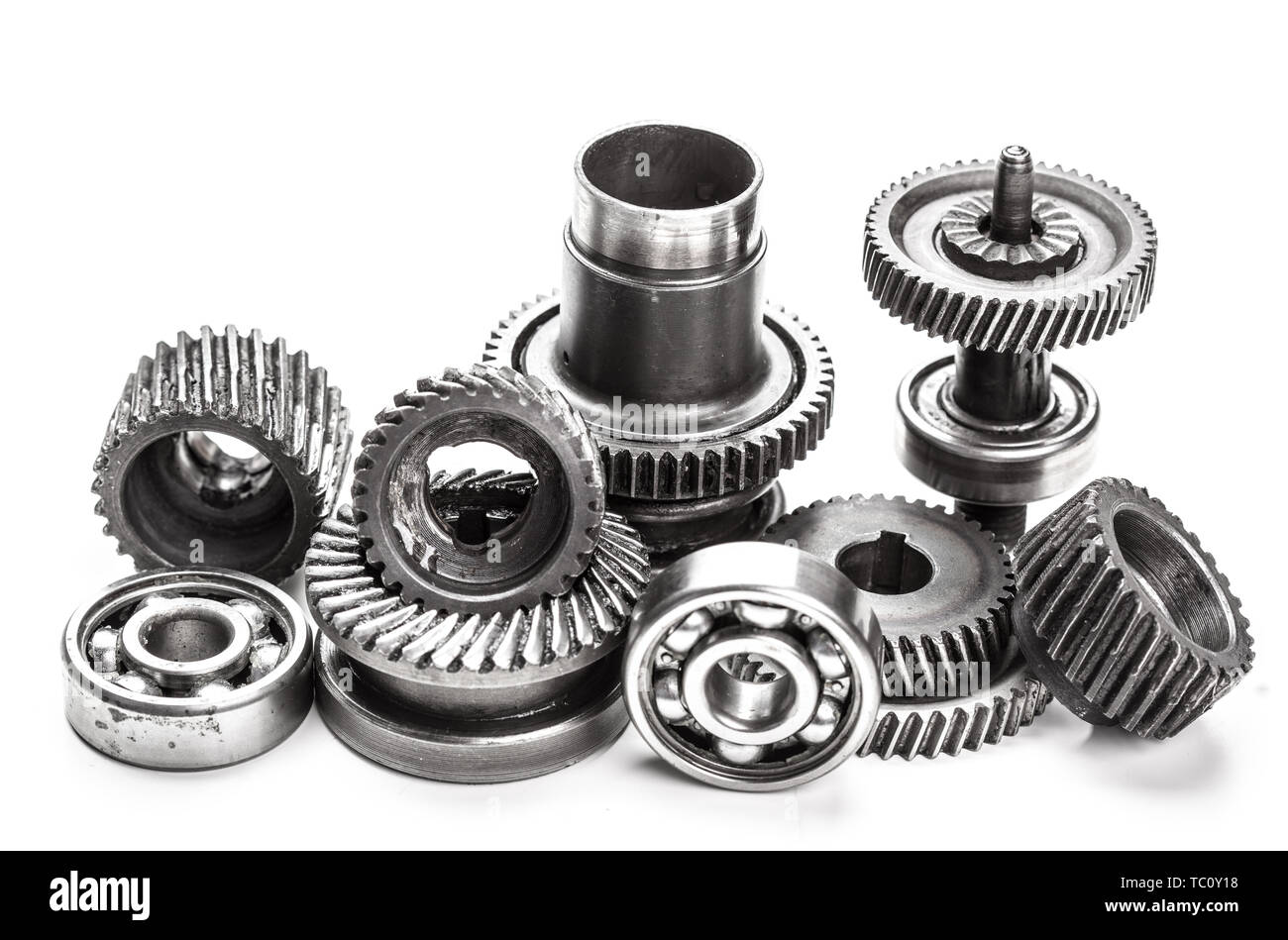 Gear metal wheels, isolated on white background Stock Photo - Alamy