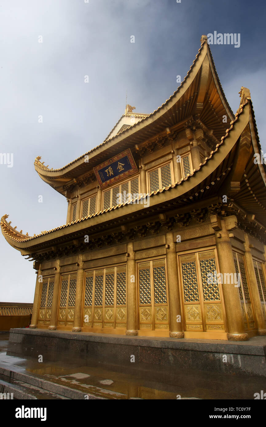 Architecture of Jinding Temple in Emei Mountain, Sichuan Stock Photo ...