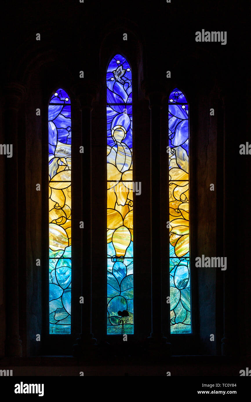 Stained glass memorial window, Hullavington church, Wiltshire, England ...