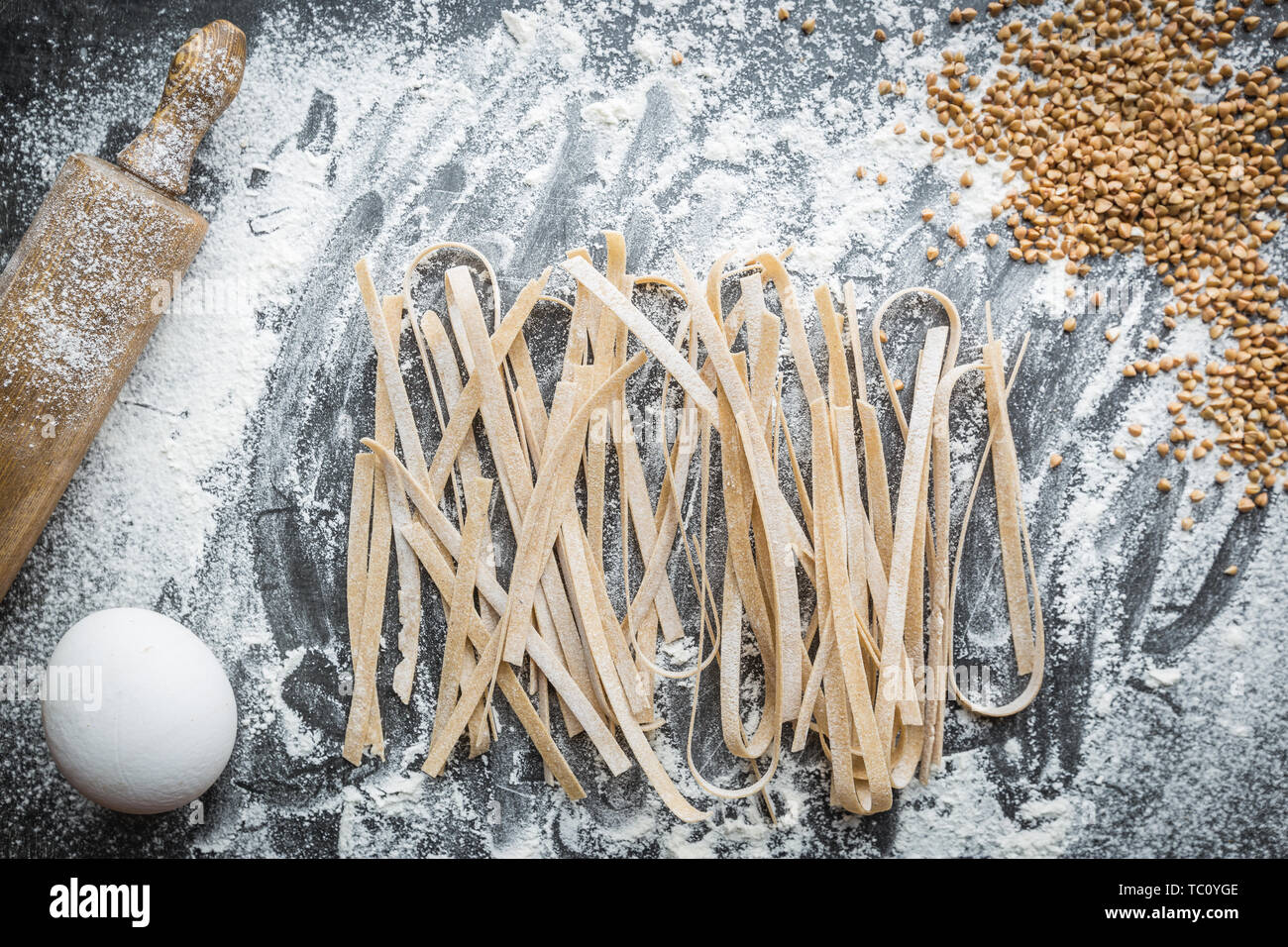 Homemade buckwheat noodles Stock Photo - Alamy