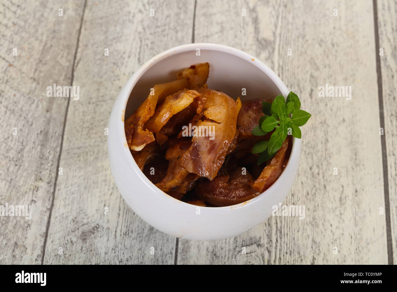 Pork ear snack in the bowl Stock Photo - Alamy