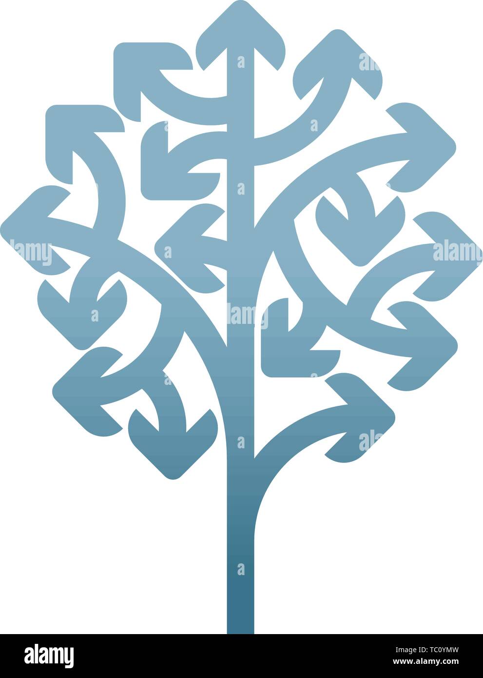 Vector illustration. Tree icon made by branch arrows in gray Stock ...