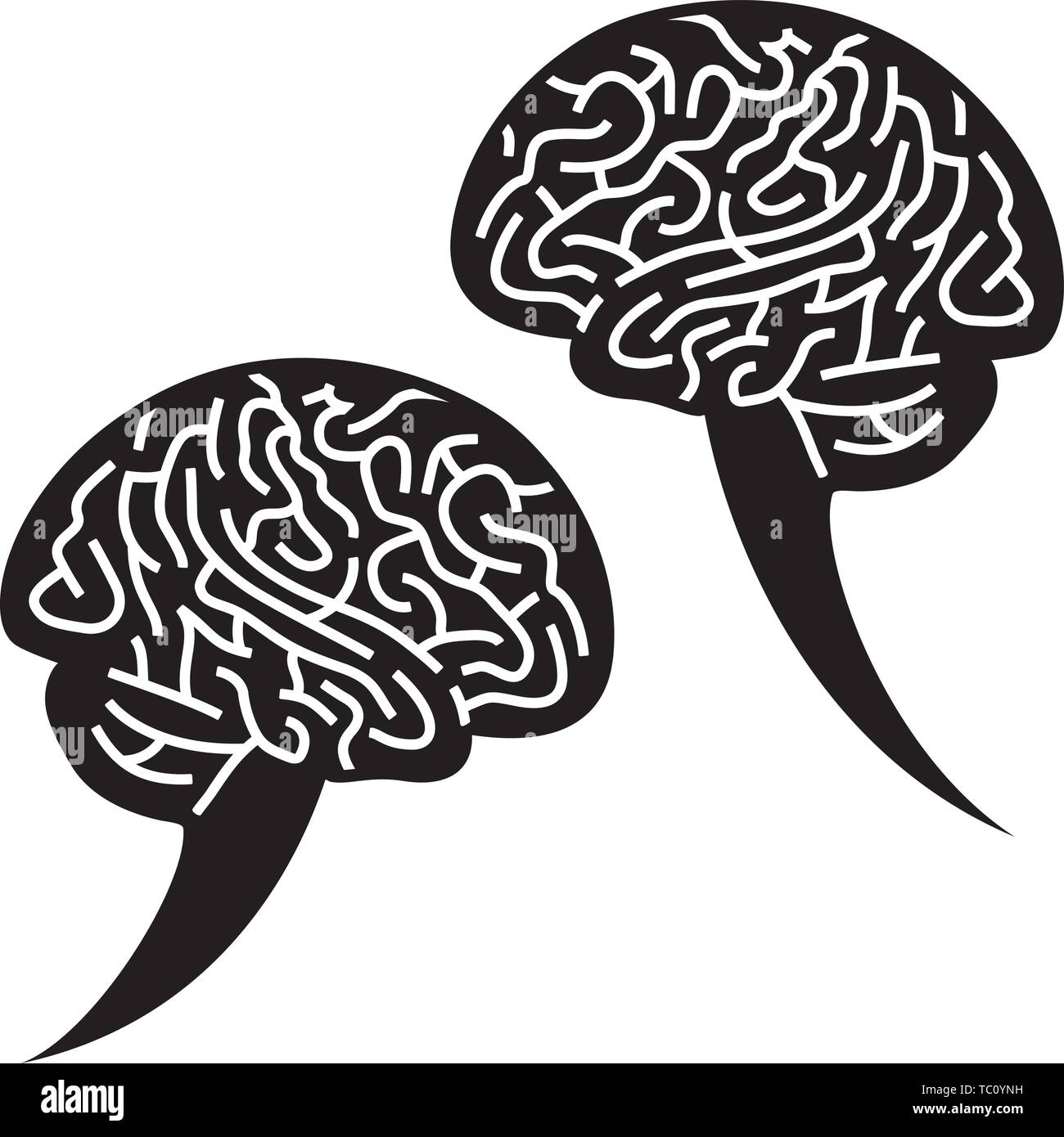 Vector illustration. Brain chattering icon. Two talk bubbles with shape ...