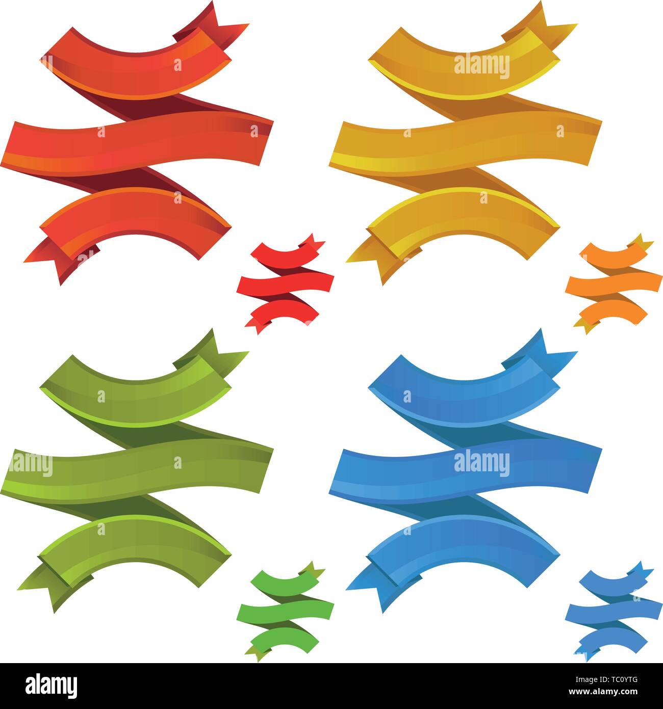 Vector illustration. Curved ribbon in various colors and styles Stock ...