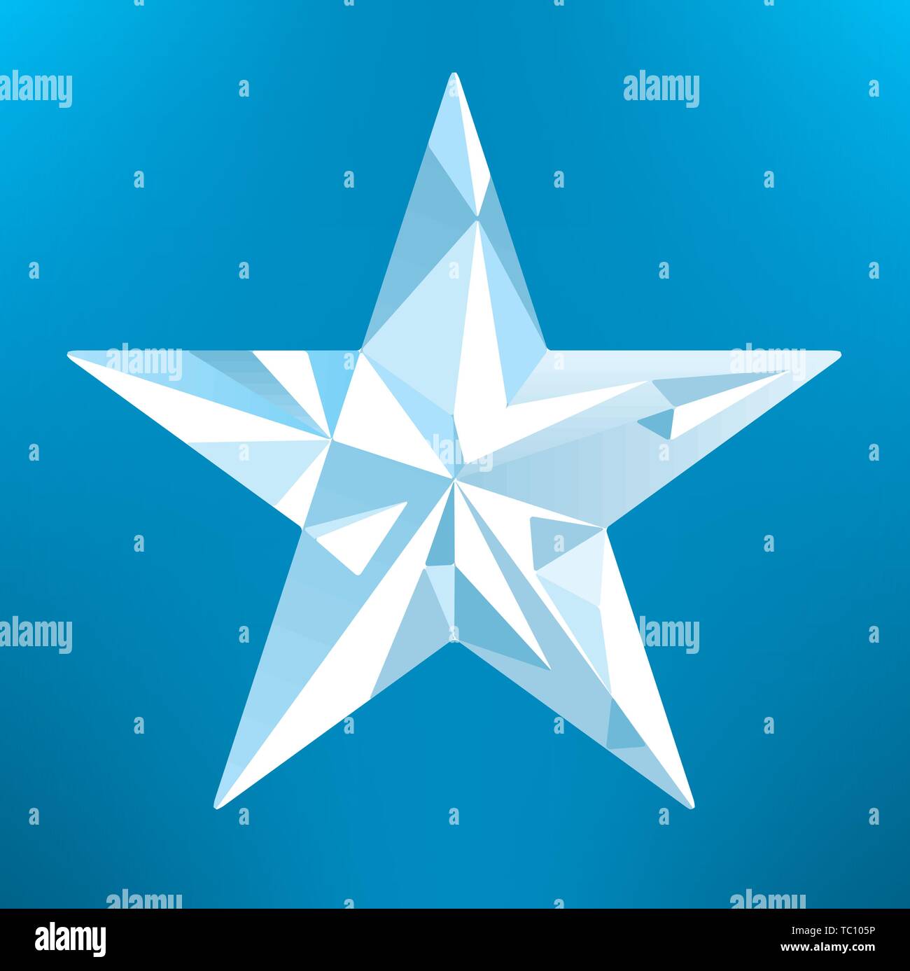 Vector illustration. Frozen five-pointed star on blue background ...