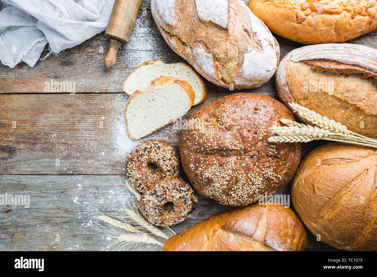 Assortment of baked bread Stock Photo - Alamy