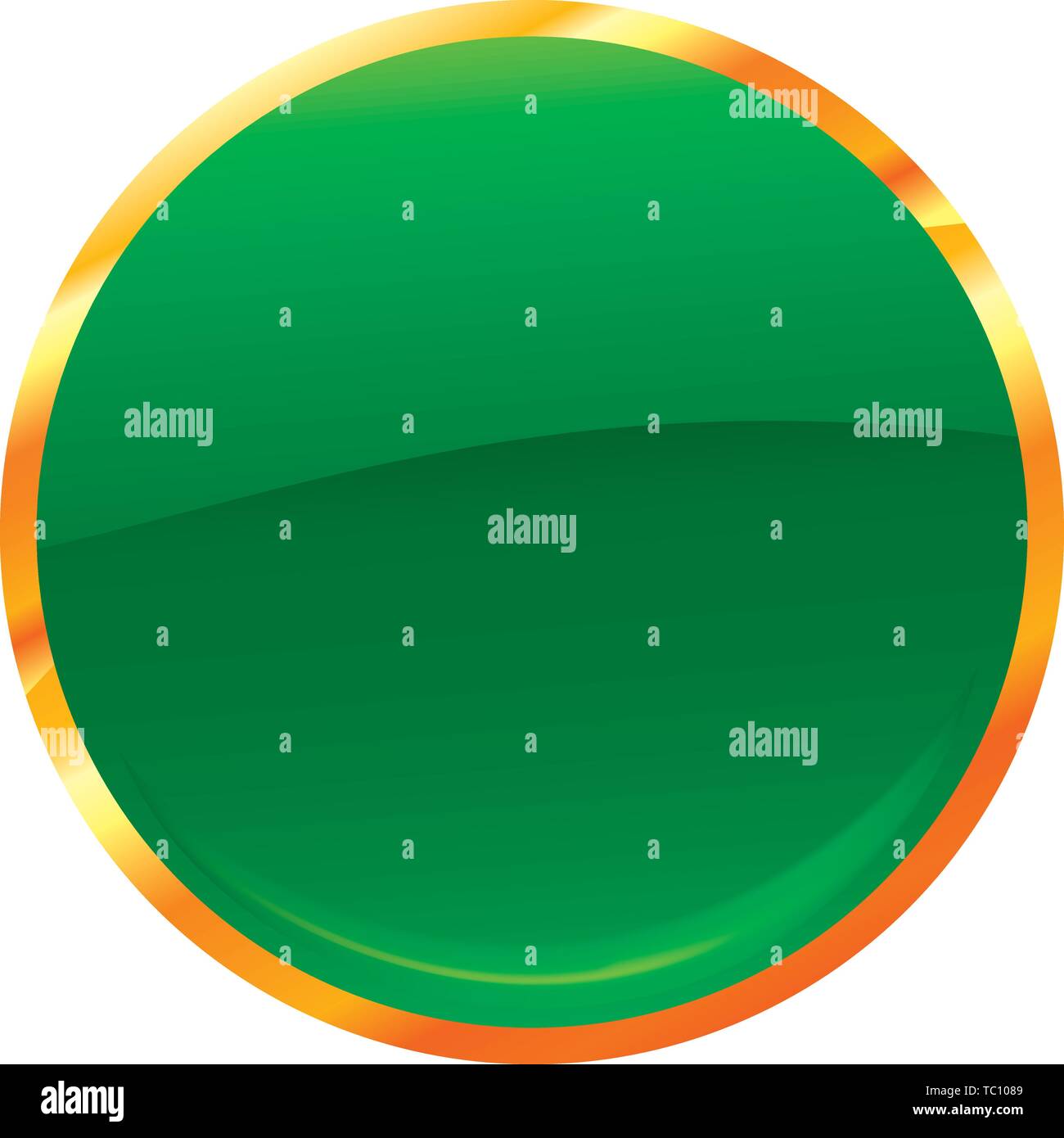 Vector illustration. Green shiny and clean cristal round badge in green ...